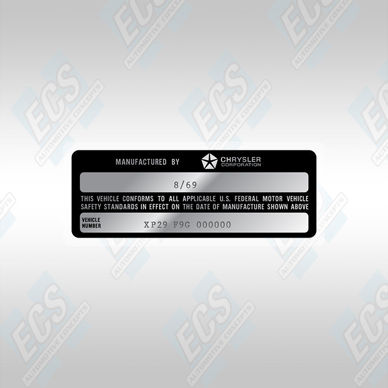VIN Data Decal (1970-71 Mopar Vehicles) – ECS Automotive Concepts