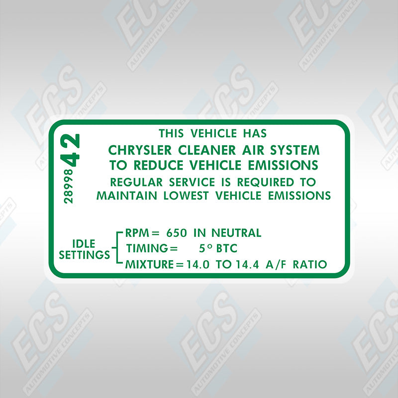 1968-71 Mopar: Emissions Decal (Multiple Options!) – ECS Automotive ...