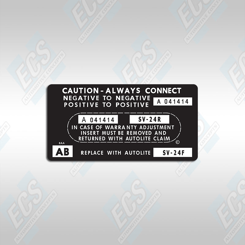 1966-71 Ford: Battery ID / Warranty Decal (Multiple Options!) – ECS ...